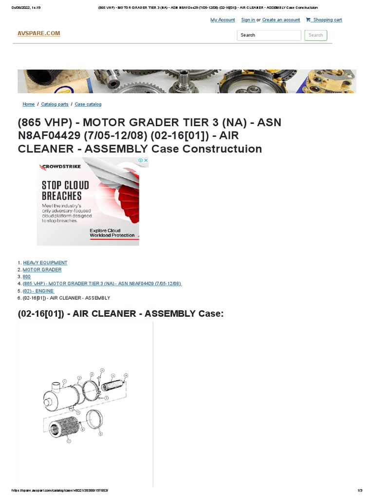 (865 VHP) - Motor Grader Tier 3 (Na) - Asn N8AF04429 (7/05-12/08) (02 ...