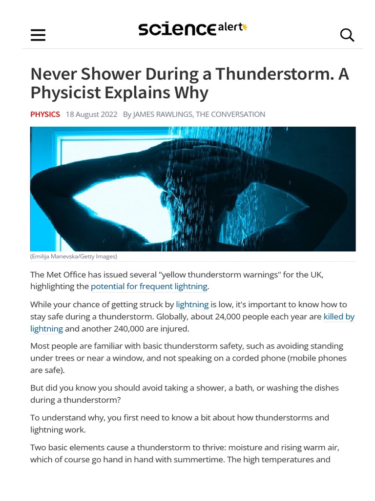 Never Shower During A Thunderstorm. A Physicist Explains Why | PDF ...