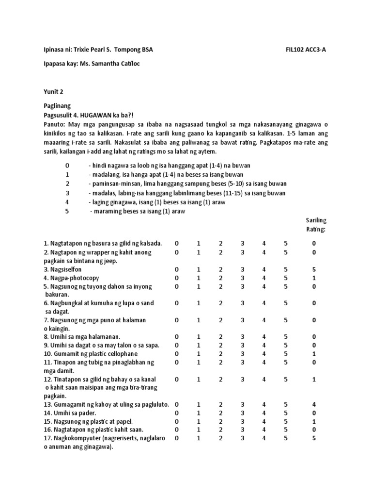 Filipino Yunit 2 | PDF