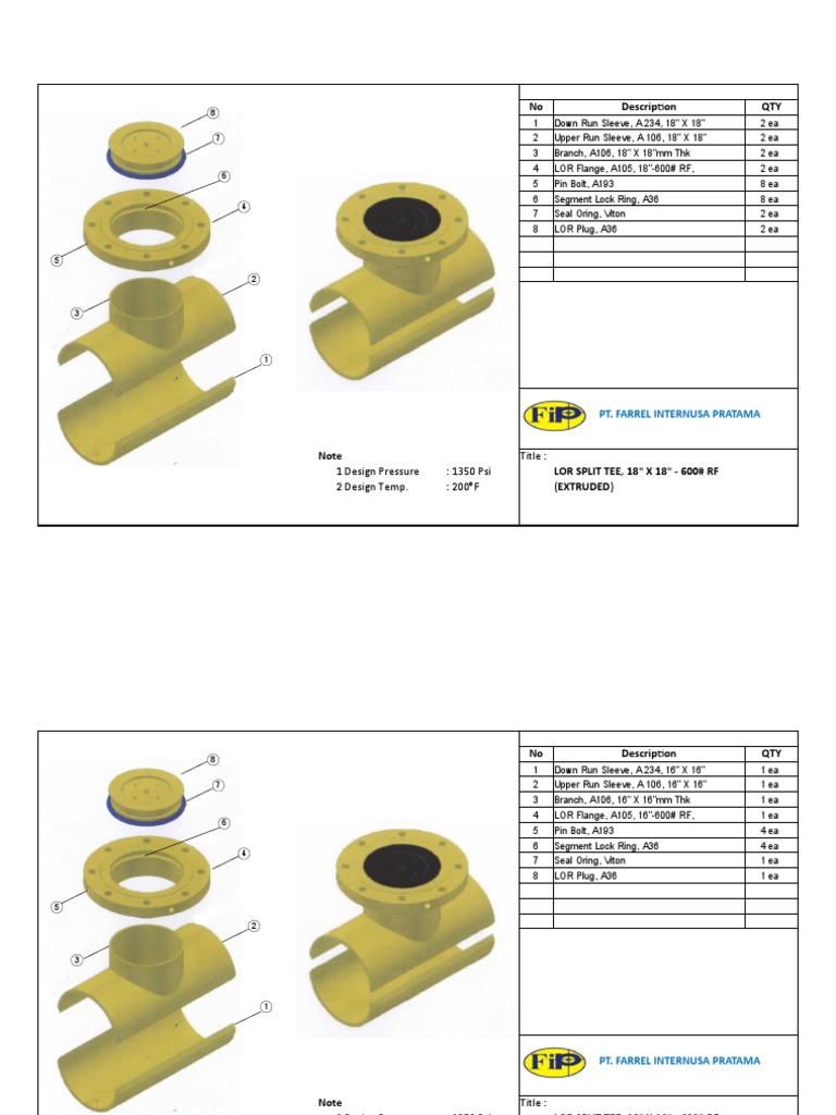 Drawing Split Tee | PDF | Mechanical Engineering | Manufactured Goods