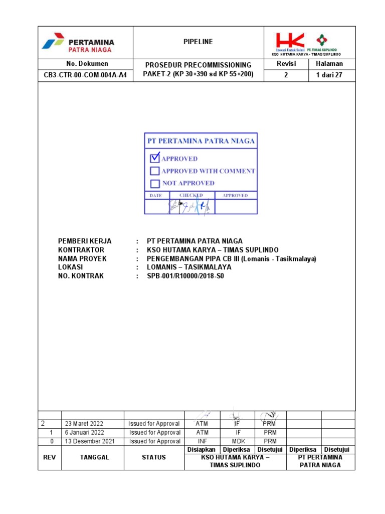 CB3-CTR-00-COM-004A-A4 Rev 2 Prosedure Precom Section 2 (Final) | PDF