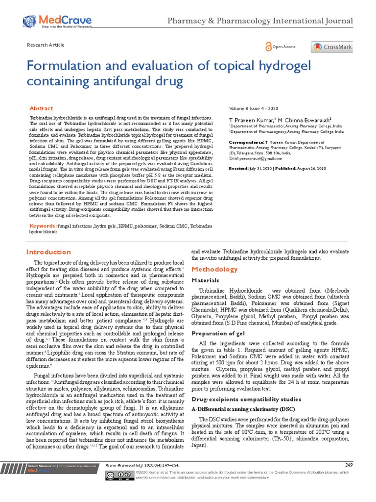 Formulation and Evaluation of Topical Hydrogel Containing Antifungal Drug | PDF | Topical ...
