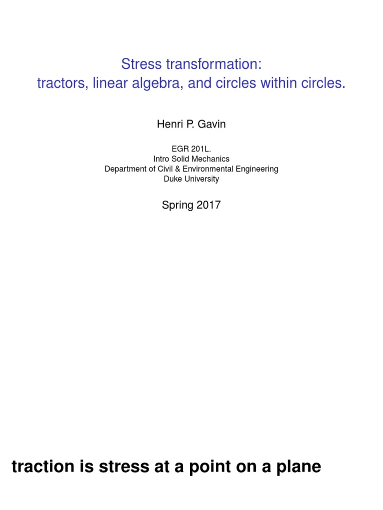 Stress Transformation: Tractors, Linear Algebra, and Circles Within ...