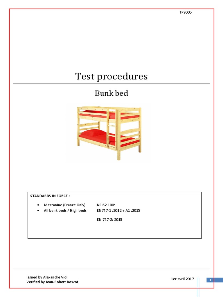 Test Protocole For Bunk Bed | PDF | Bed