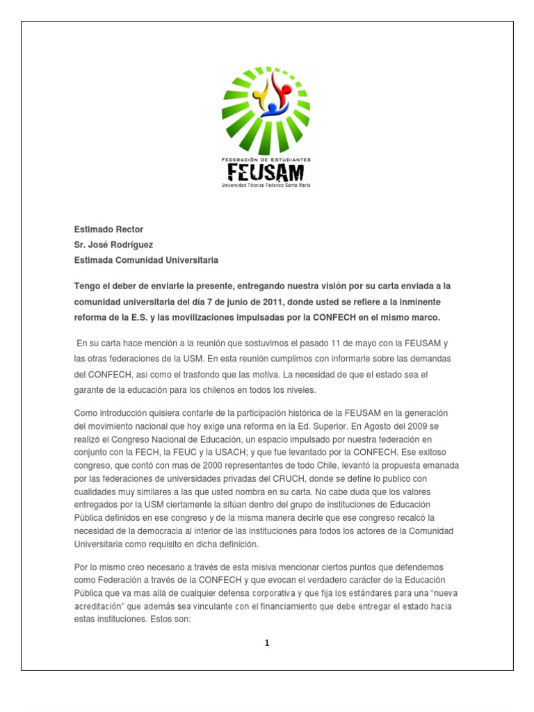 Carta A Rector | PDF | Universidad | Chile