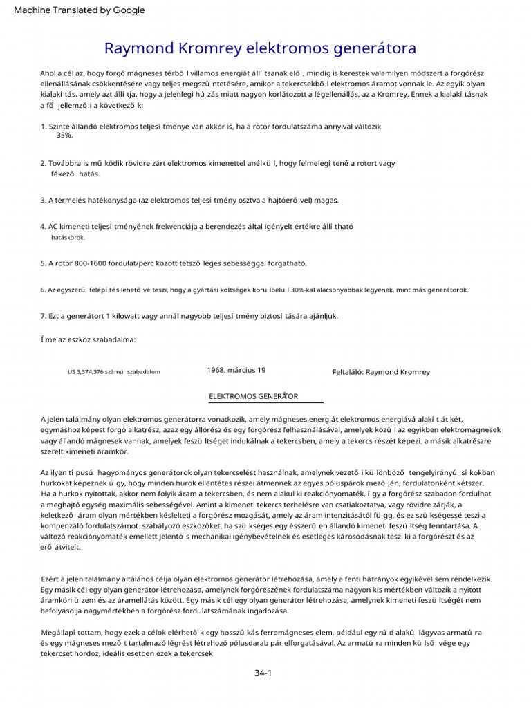 Raymond Kromrey's Electrical Generator-Hub | PDF