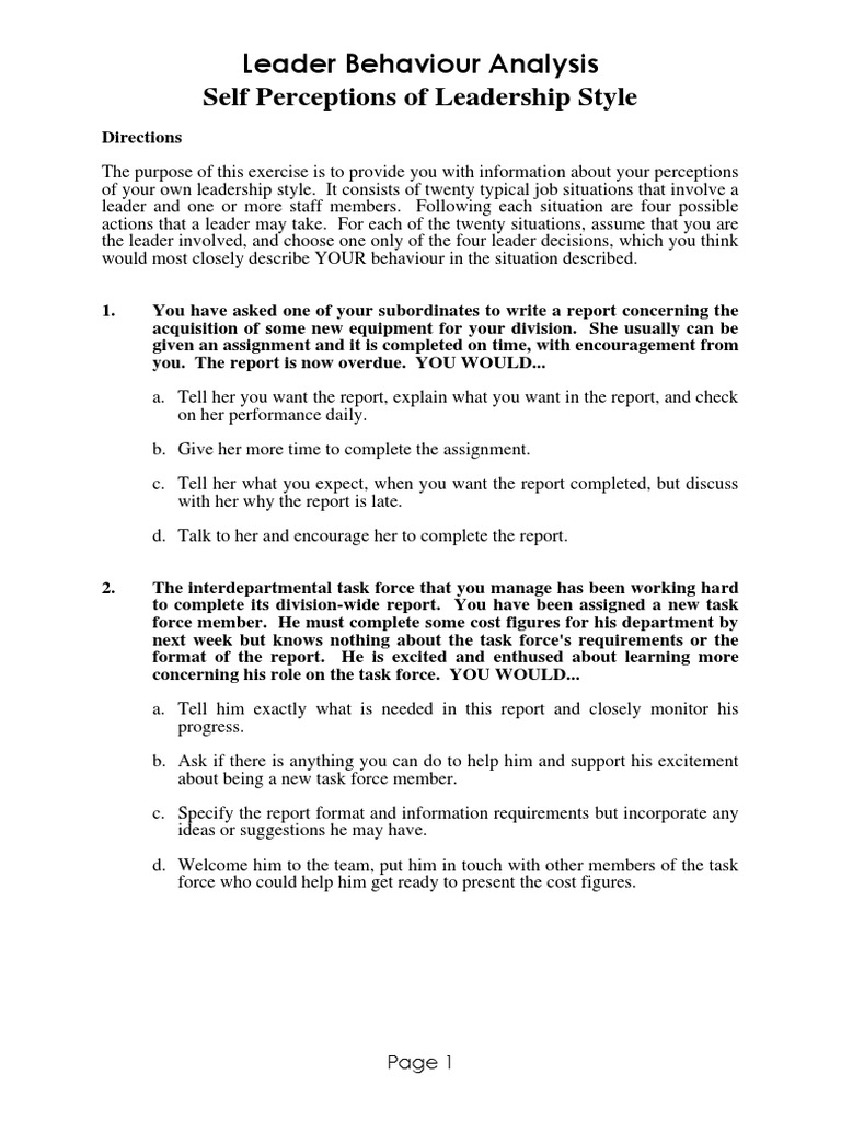 Leadership Questionnaire | PDF | Leadership | Experience