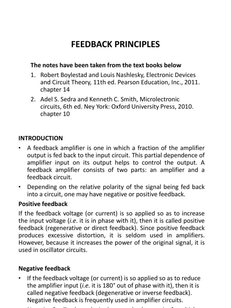 lesson 1 FEEDBACK PRINCIPLES | PDF | Amplifier | Feedback