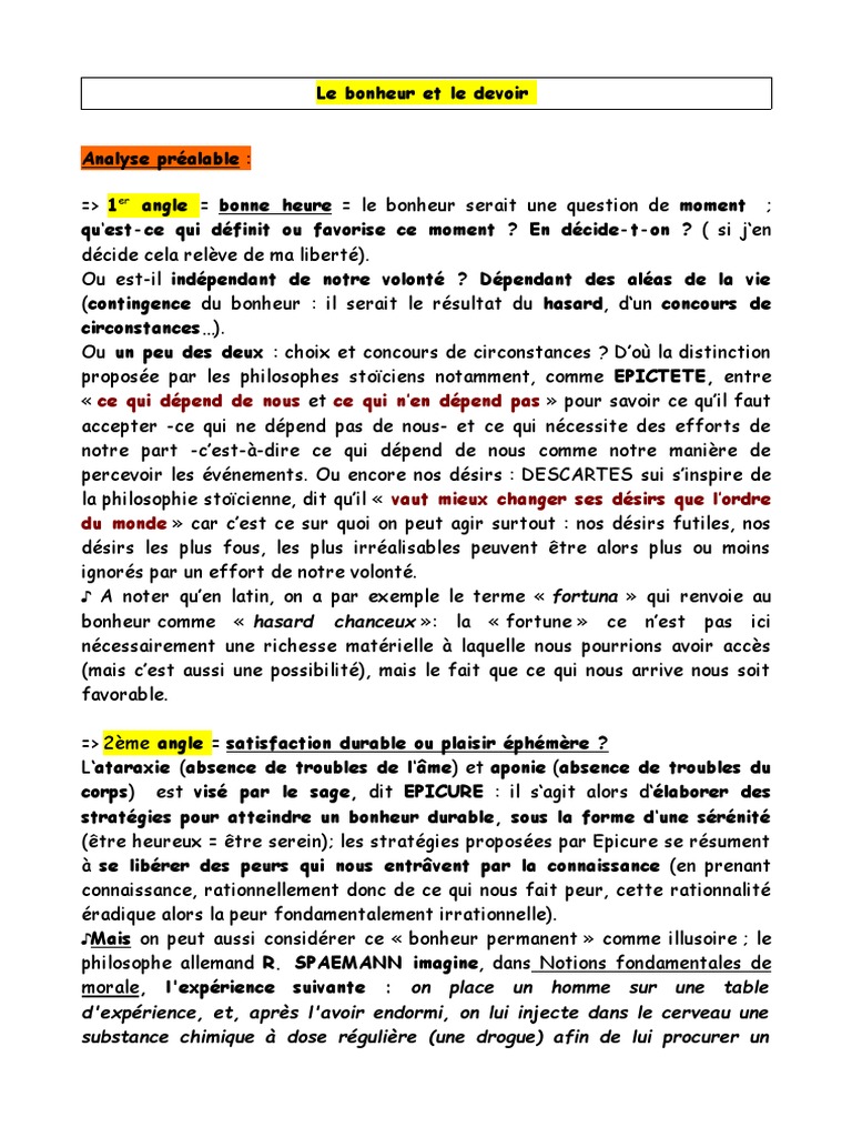 Bonheur et Devoir en Philosophie | PDF | Emmanuel Kant | Bonheur
