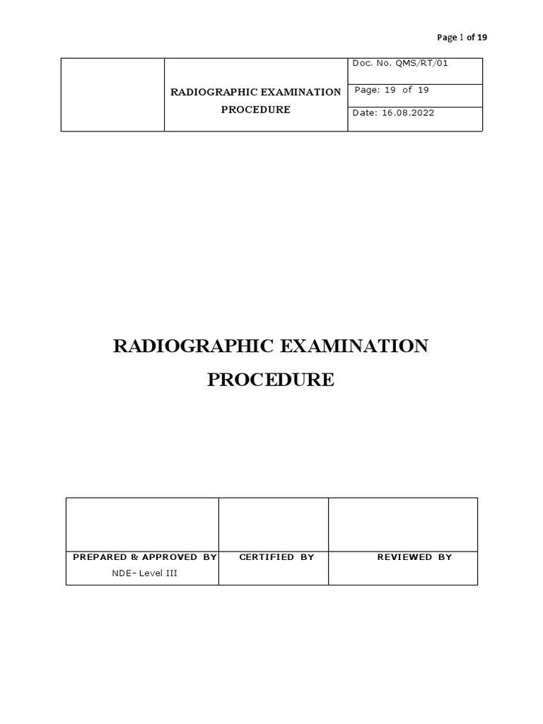 Radiographic Examination Procedure Guide | PDF | Radiography | Welding