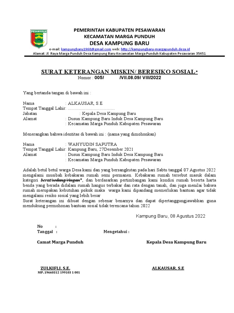 Surat Keterangan Kebakaran | PDF