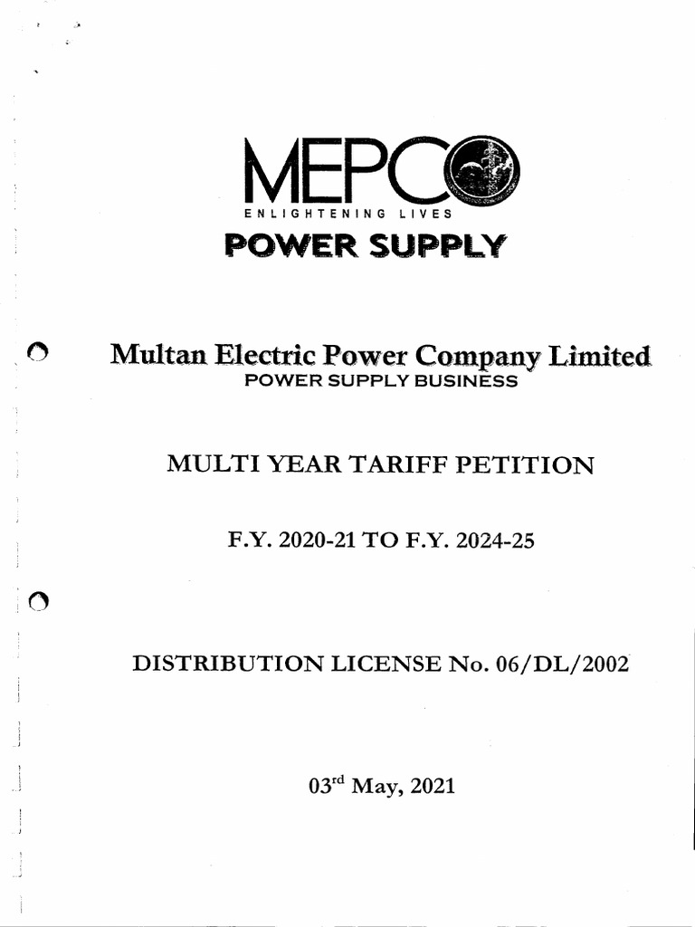 MEPCO Petition For Supply of Electric Power For The FY 2020-21 To FY 2024-25 | PDF | Prices ...