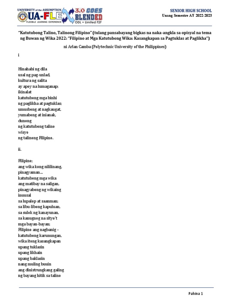 Sabayang Pagbigkas Sample | PDF