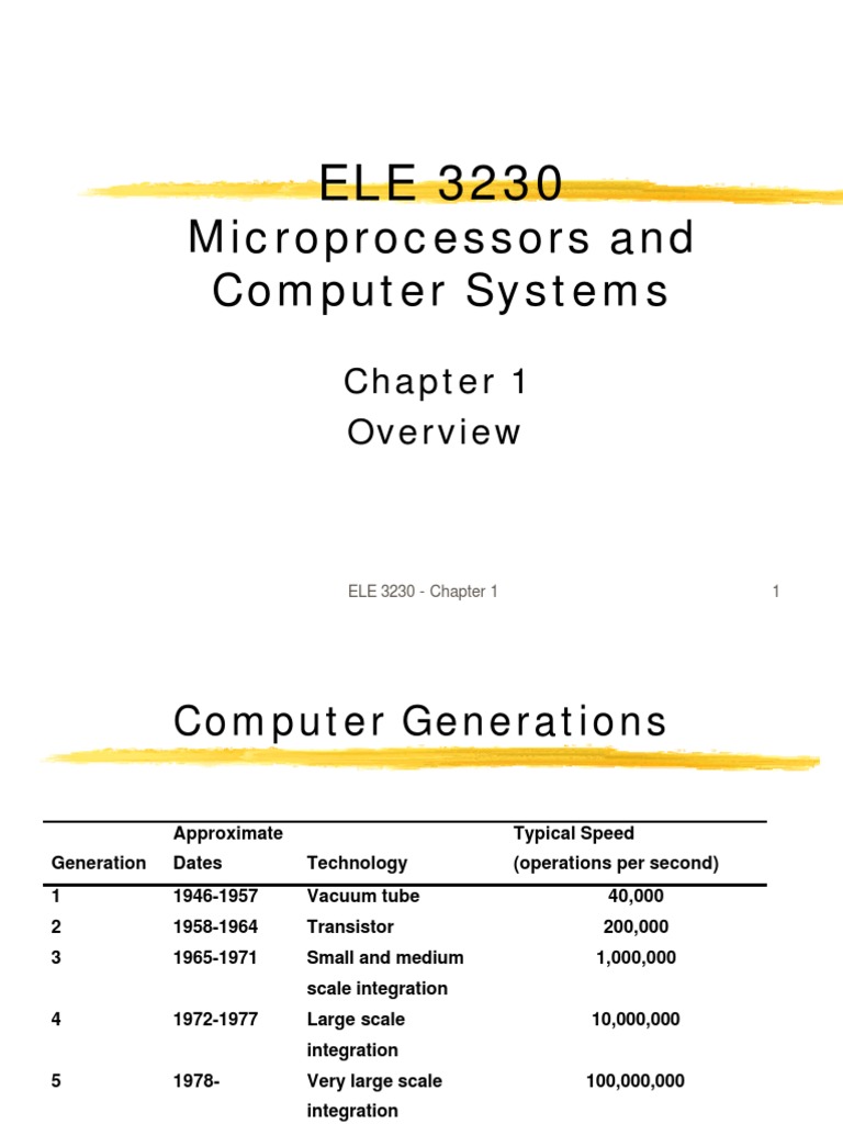 Microprocessors and Computer Systems: ELE 3230 - Chapter 1 1 | PDF ...