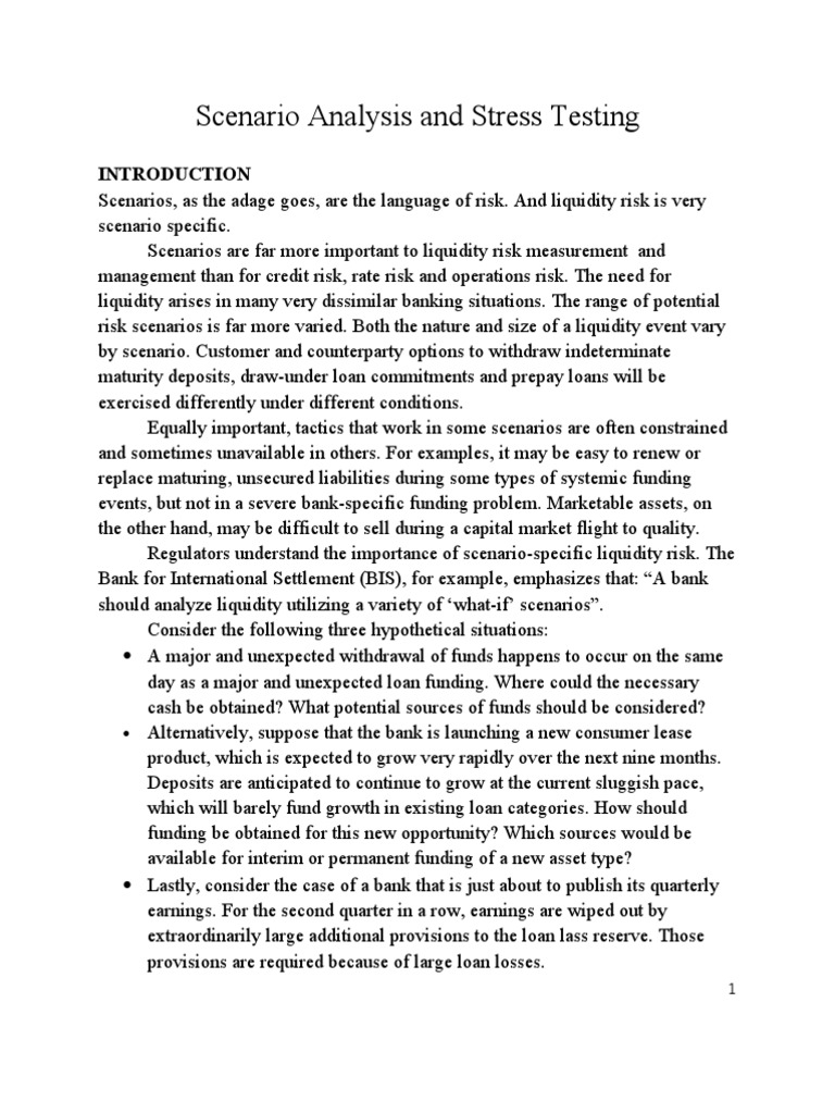 Scenario Analysis and Stress Testing | PDF | Liquidity Risk | Market ...