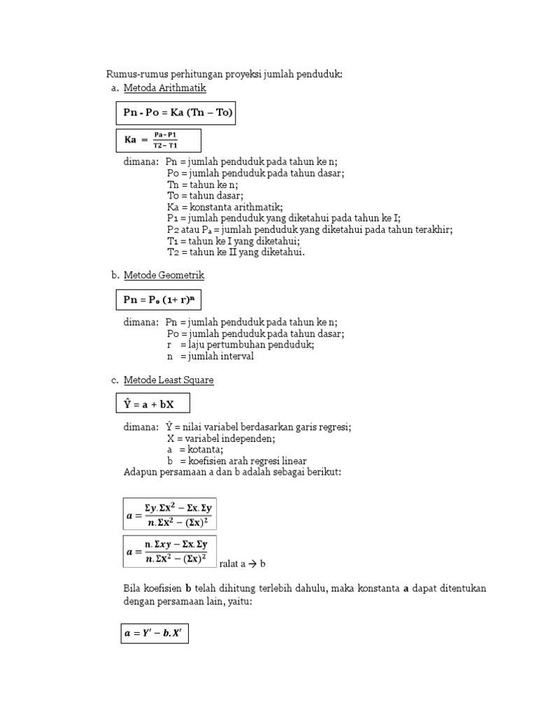 Rumus Proyeksi Penduduk Metode Aritmatik dan Geometrik | PDF
