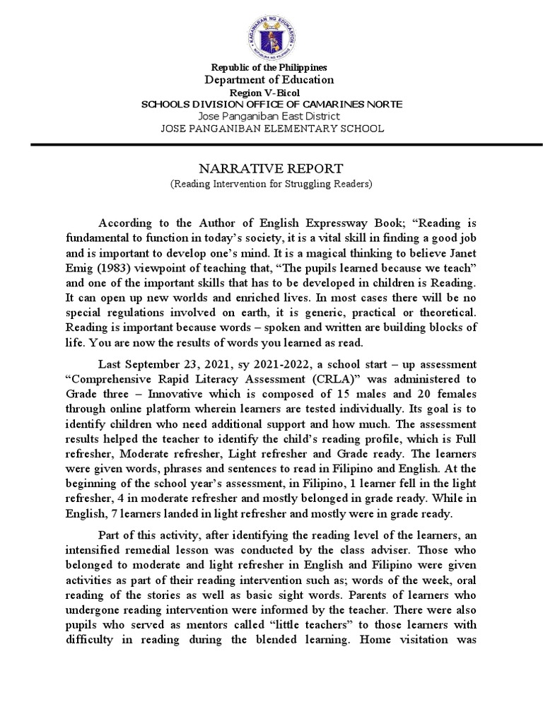 Reading Intervention Assessment Report | PDF | Learning | Behavior ...