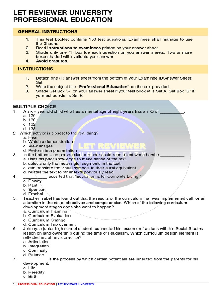 PR 104 Education Mastery Examination | Download Free PDF | Learning ...