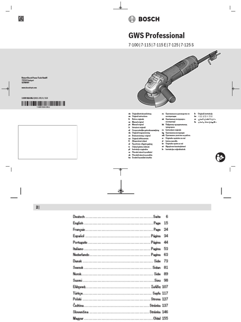 Bosch GWS 7-115. Manual | PDF