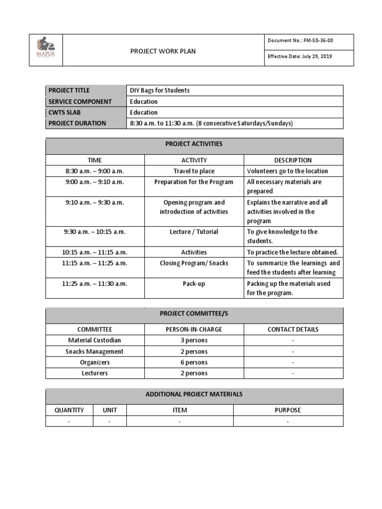Javier - Rla - Cwts103 - A72 - Project Workplan | PDF | Learning