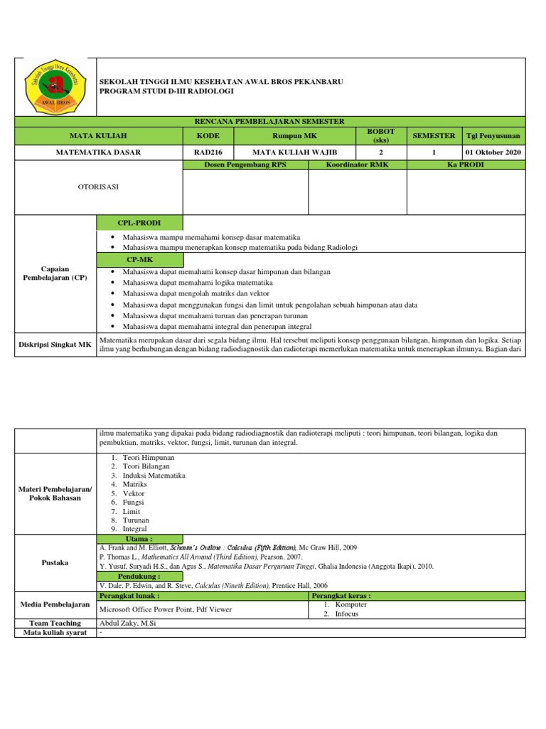 2019 RPS Matematika Radiologi | PDF