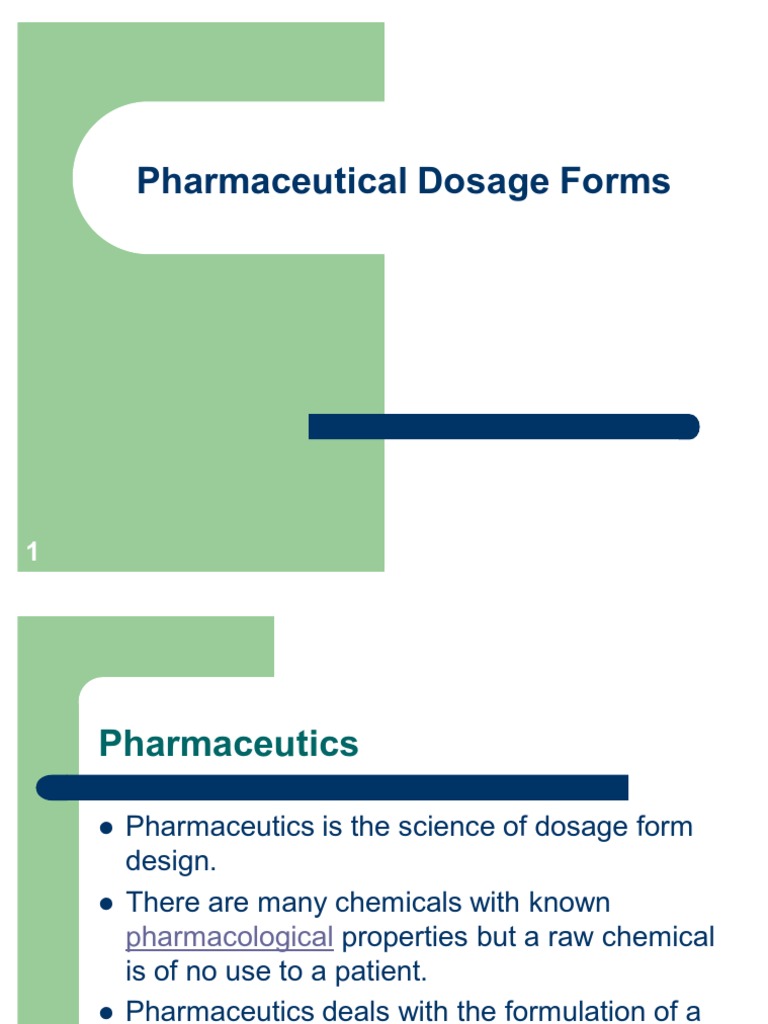 1 - Pharmaceutical Dosage Forms | PDF | Medical Prescription ...