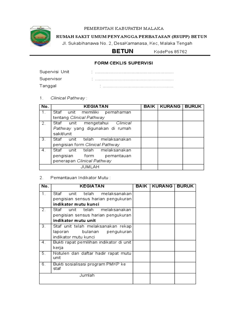 Ceklis Supervisi | PDF