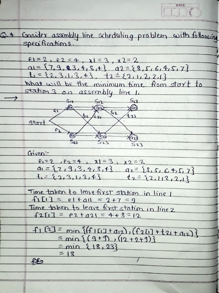 assembly line scheduling ex | PDF
