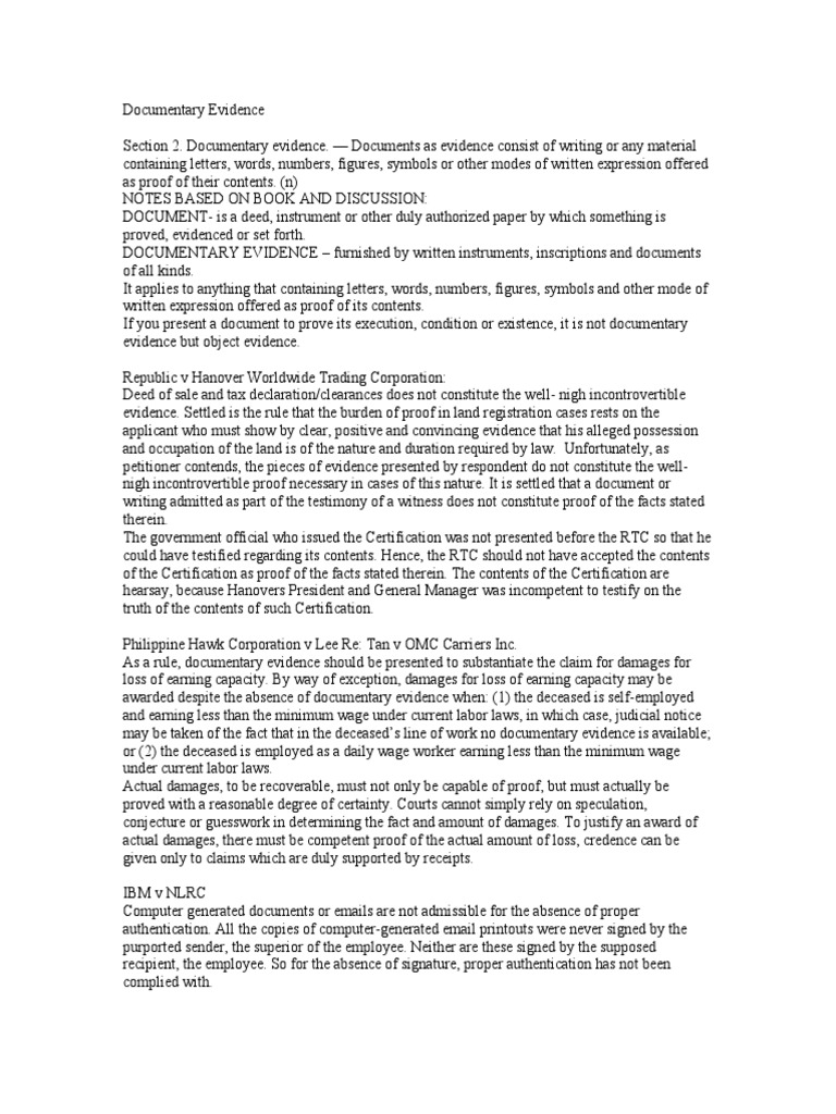 Documentary Evidence Rule | PDF | Evidence (Law) | Evidence