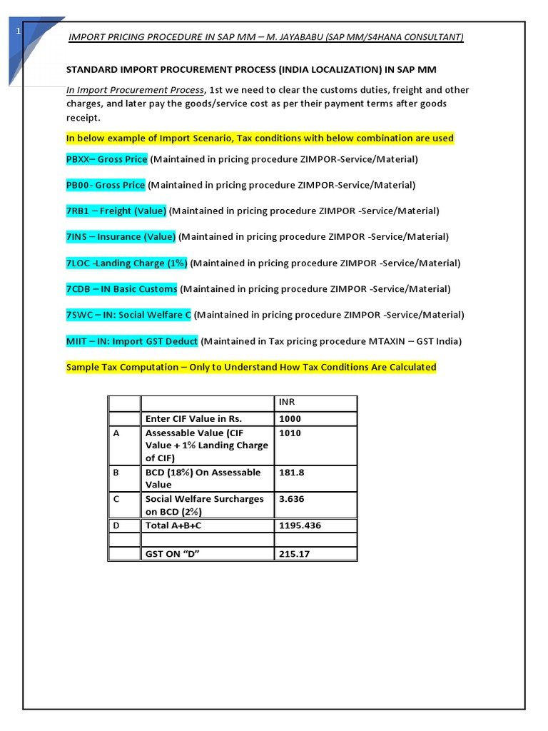 Import Pricing Procedure in SAP MM | PDF | Pricing | Value Added Tax