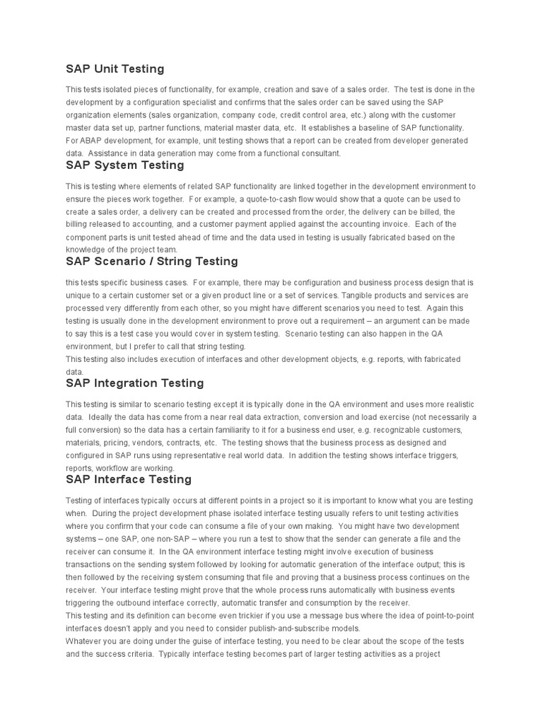 SAP Unit Testing | PDF | Software Testing | Accounts Payable