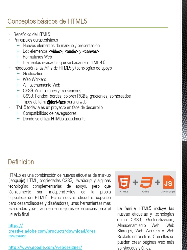 Conceptos Básicos de HTML5 | PDF | HTML | Red mundial