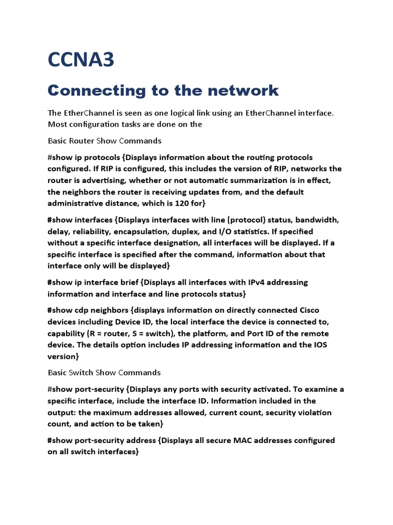 Ccna3 Commands | PDF | Network Switch | Computer Network
