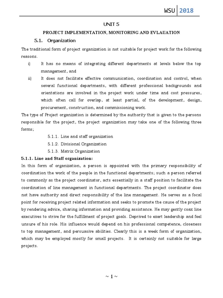 Unit 5 Project Implementation, Monitoring and Evlauation 5.1 ...