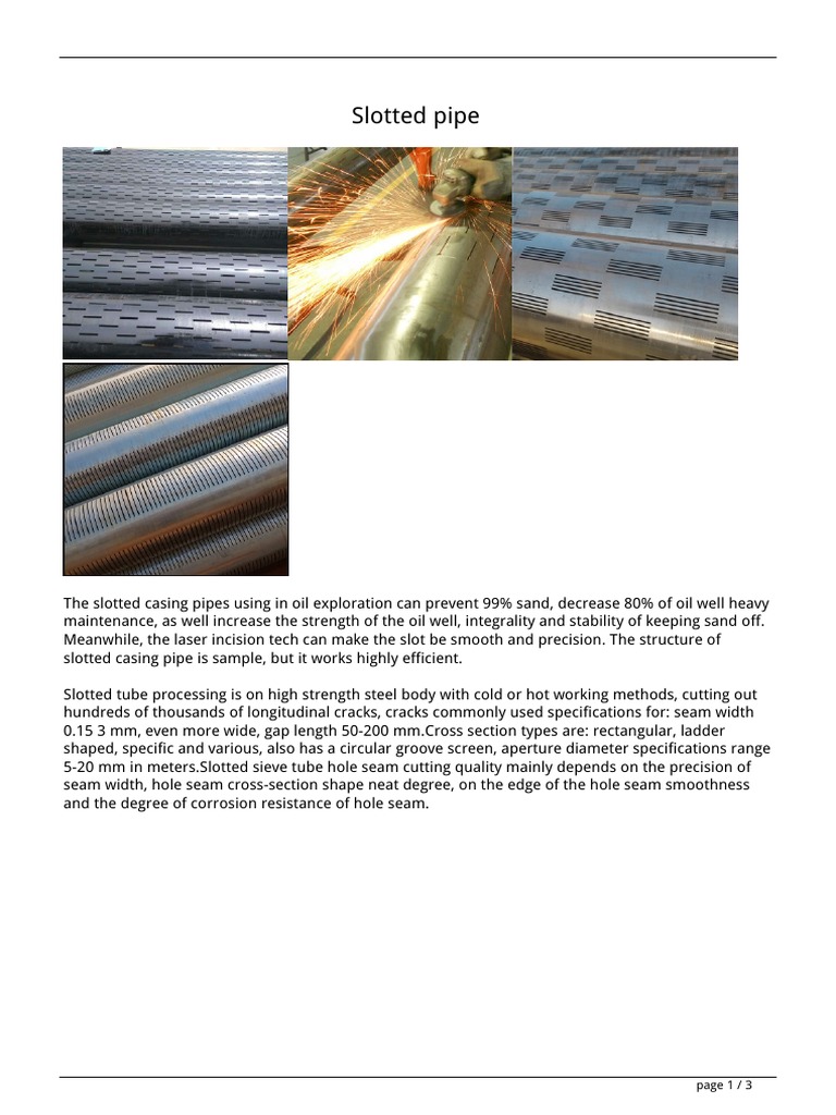Oil Well Slotted Pipe Guide | PDF | Technology & Engineering
