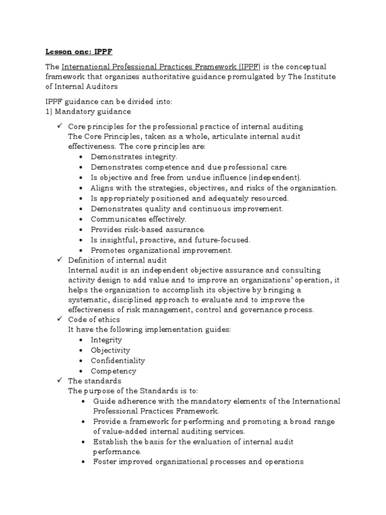 Understanding the IPPF Framework | PDF | Internal Audit | Audit