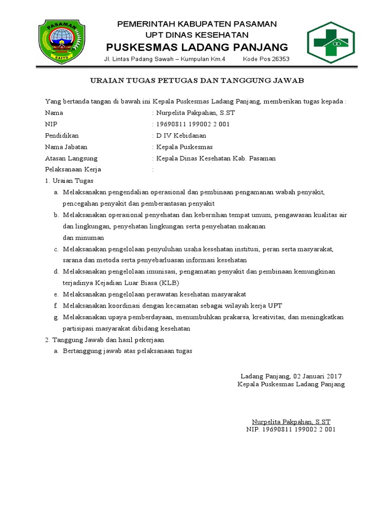 2.3.2.1 Uraian Tugas Petugas | PDF