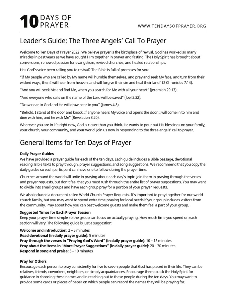 Ten Days of Prayer (5-15 Jan 2022) | Download Free PDF | Prayer ...