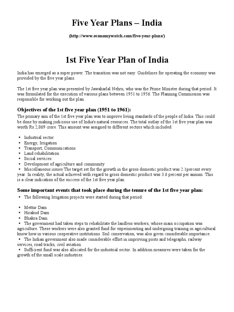 Five Year Plans - India | PDF | Economy Of India | Economic Growth