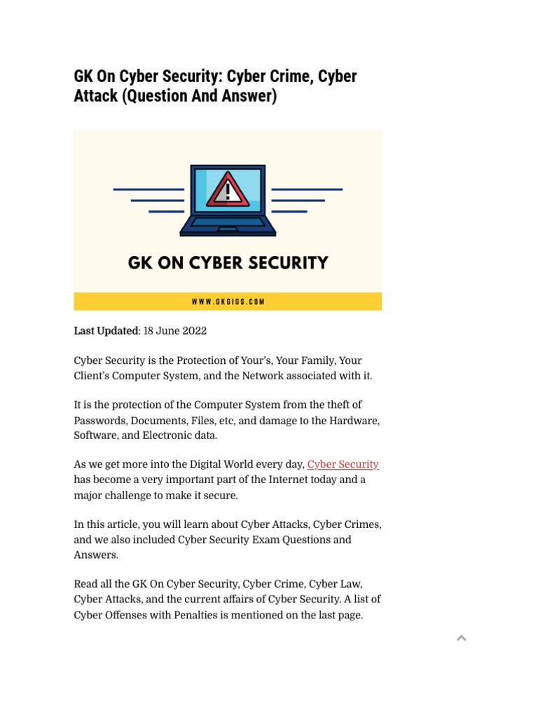 Cyber Security Quiz and Answers Guide | PDF | Security | Computer Security