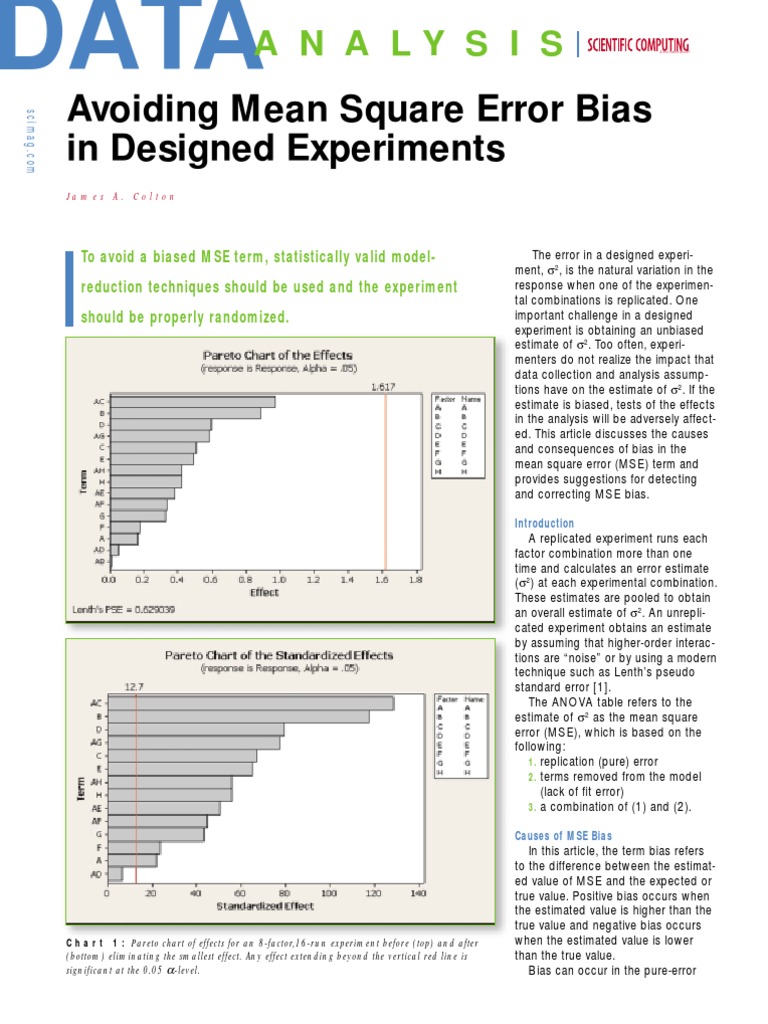 Avoiding Mean Square Error Bias in Designed Experiments: Analysis | PDF ... Avoiding Mean Square Error Bias in Designed Experiments: Analysis | PDF ...