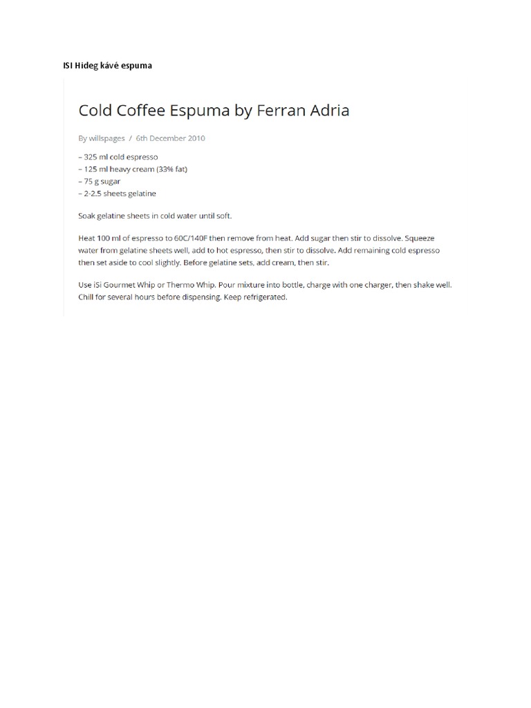 ISI Hideg Kávé Espuma | PDF