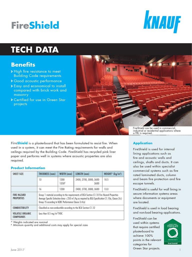 Knauf Gypsum Board FireShield Technical Data | PDF | Drywall | Volatile ...