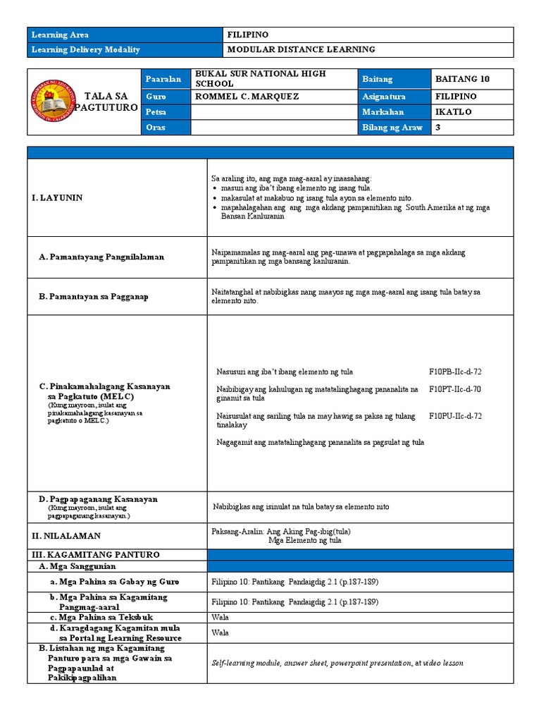 Co2 Lesson Exemplar Tula | PDF