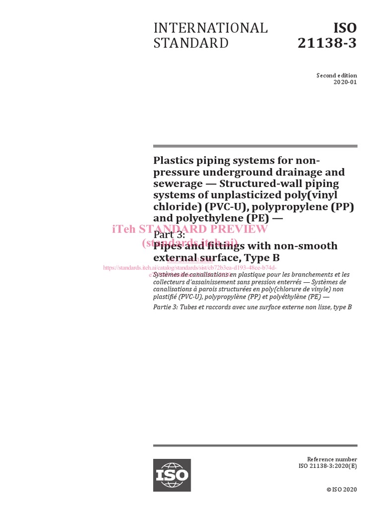 Iso 21138 3 2020 | PDF | Thermoplastic | Pipe (Fluid Conveyance)