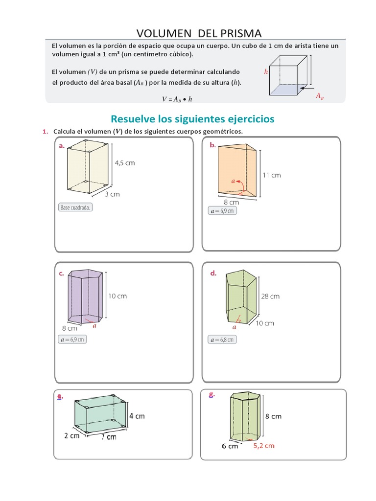Volumen de Prismas 8° | PDF