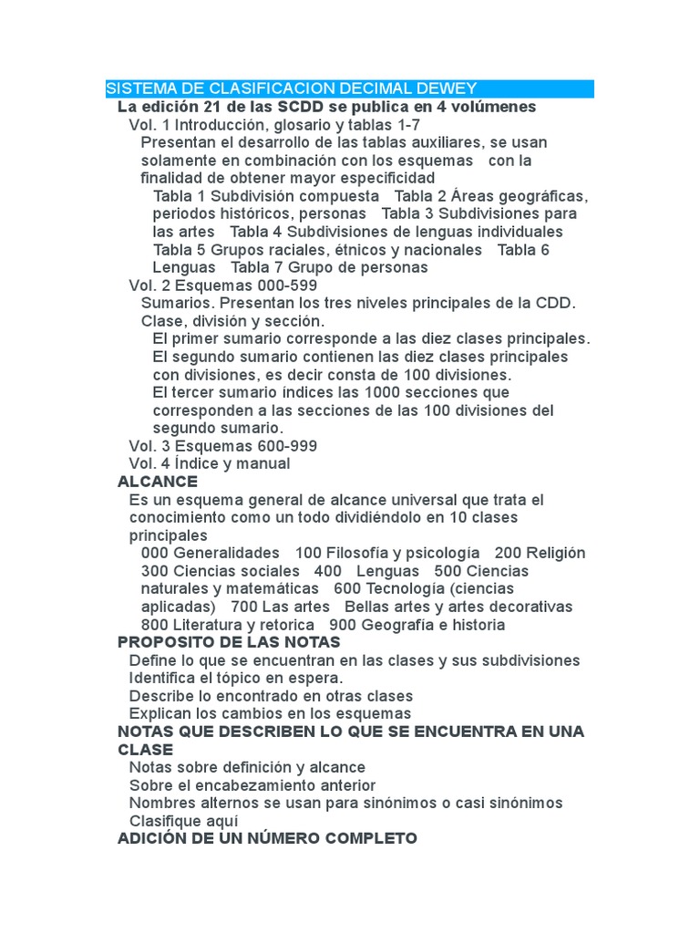 Sistema de Clasificacion Decimal Dewey | PDF | Autor | Science
