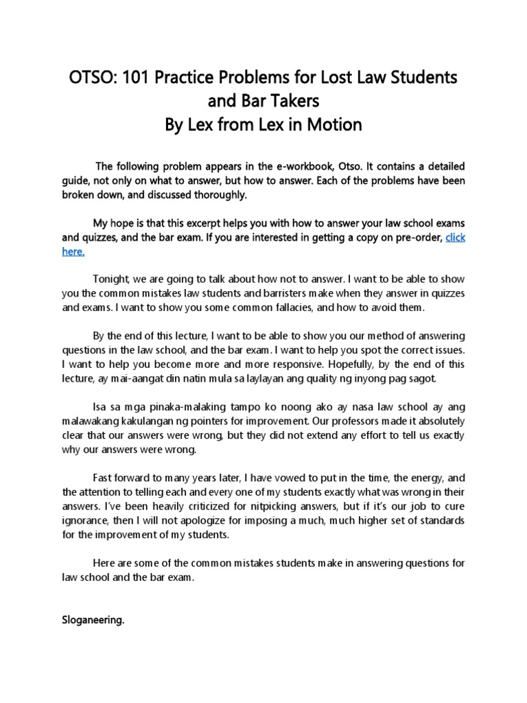 (HANDOUTS) Bar Lecture Series 2022 - Part 02 - How NOT To Answer | PDF ...