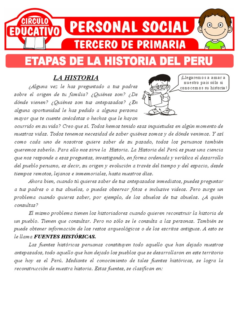 Etapas de La Historia Del Peru para Tercero de Primaria | PDF | Imperio Inca | Perú
