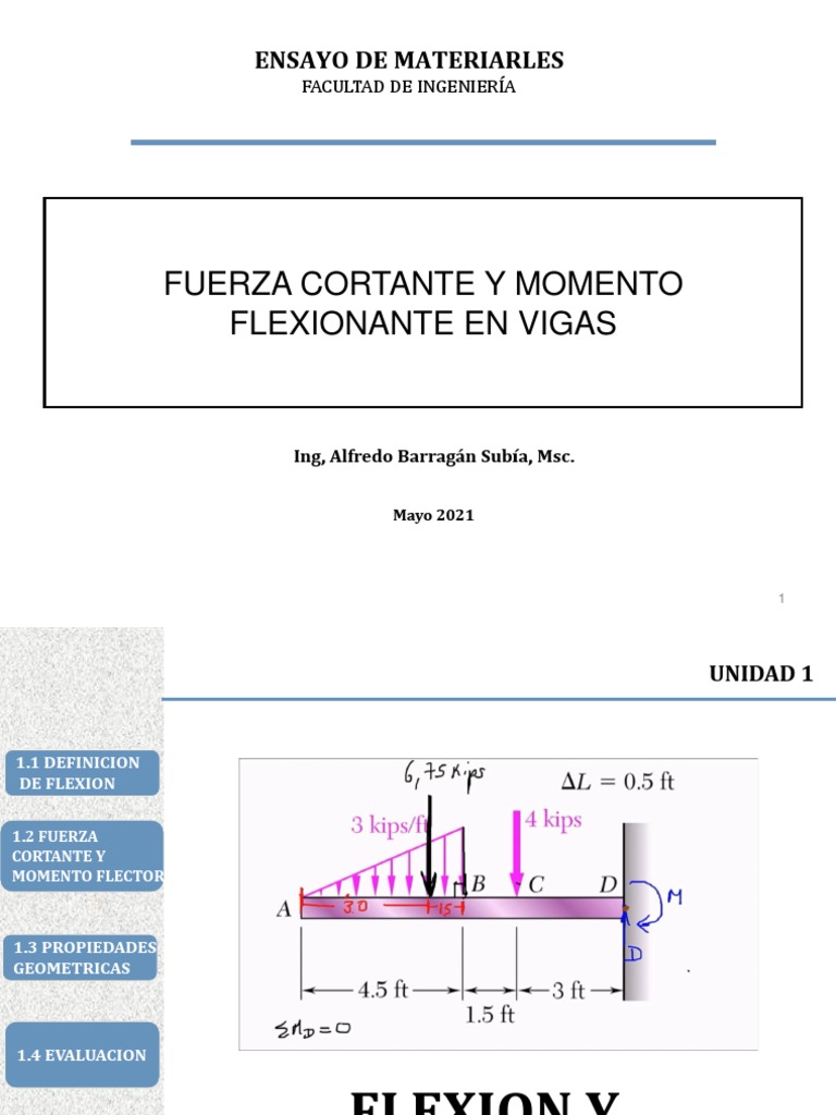 Fuerza Cortante y Momento Flexionante | PDF | Viga (Estructura) | Doblar
